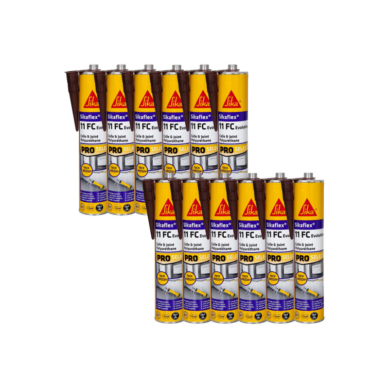 Lot de 12 mastics colle SIKA Sikaflex 11 FC+ Evolution - Marron - 300ml ...