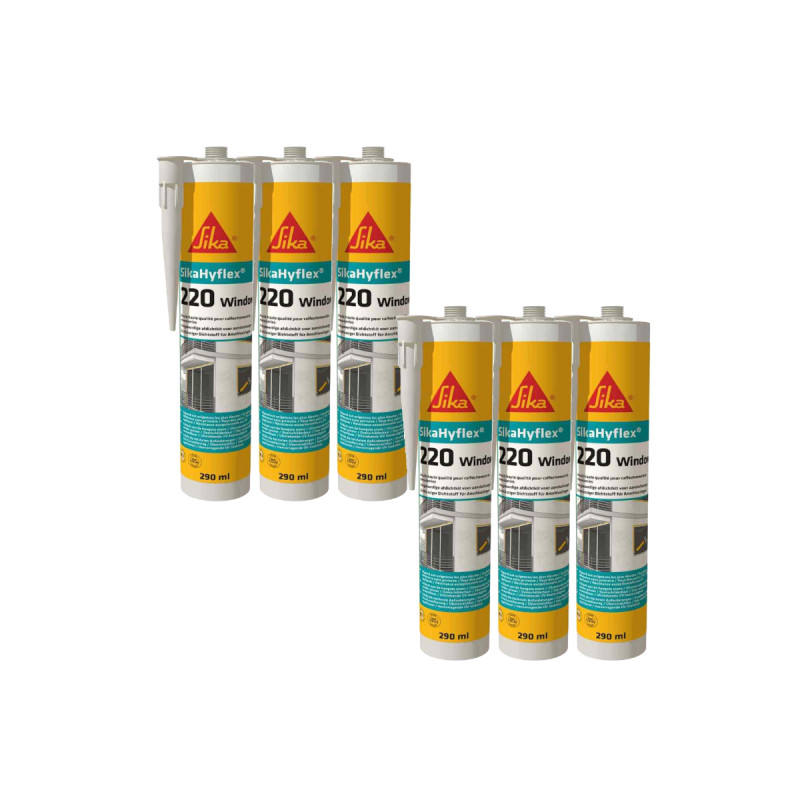 Lot de 6 mastics haute performance SIKA SikaHyflex 220 Window - Blanc ...